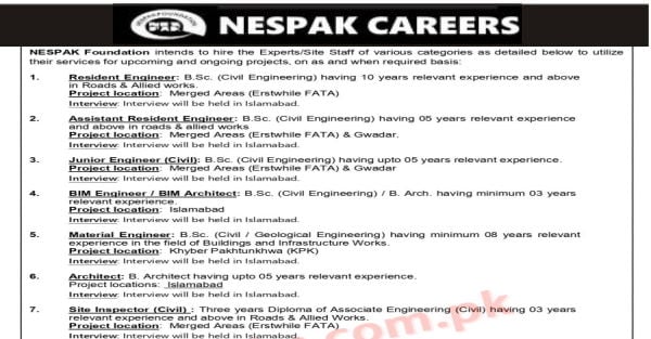 NESPAK Jobs 2022 for Site Inspectors, Jr Engineers, Data Entry ...
