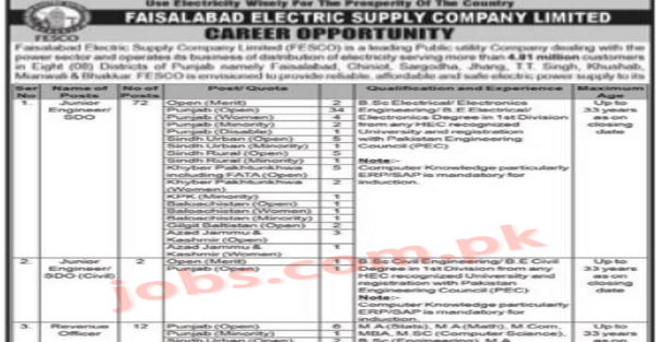 FESCO Jobs 2023 for 86+ Junior Engineers, SDO and Revenue Officers ...