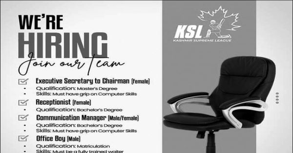 Kashmir Supreme League (KSL) Islamabad Jobs 2022 for Receptionist ...