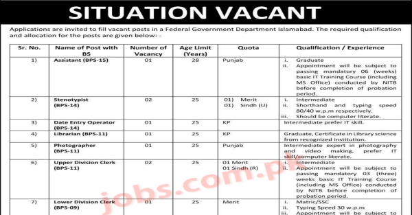 PO Box 3104 Federal Govt Department Jobs 2022 for Assistants, Steno ...