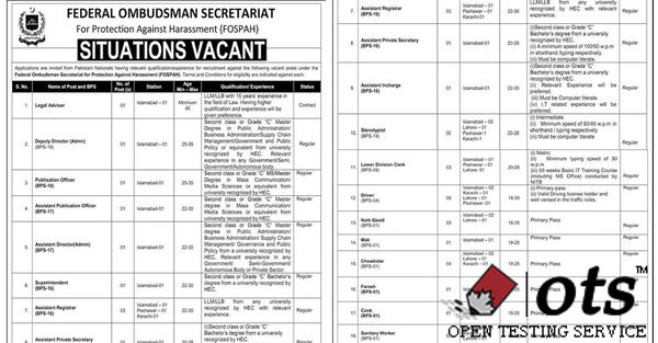 OTS Jobs 2023 for Assistant Directors, Officers, Drivers, Steno Typists ...